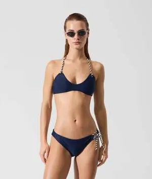 Karl Lagerfeld Signature Nautical Bandeau Bikini Top - Medieval Blue