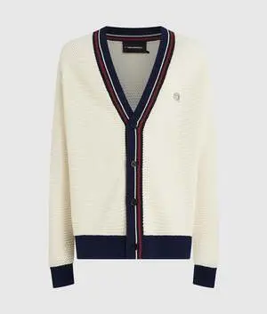 Karl Lagerfeld Ikon Textured Cardigan With Nautical Stripes