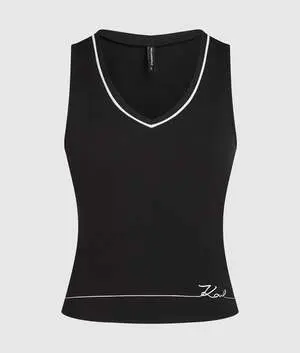 Karl Lagerfeld Signature Logo Ribbed Tank Top
