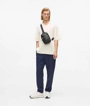 Karl Lagerfeld Monogram Patch Sling Bag - Black