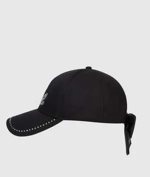 Karl Lagerfeld K/signature Rhinestone Baseball Cap With Bow Detail