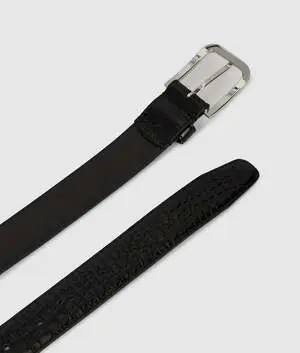 KL JEANS Croc-effect Leather Belt With Branded Buckle