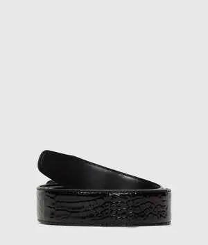 KL JEANS Croc-effect Leather Belt With Branded Buckle