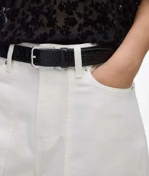 KL JEANS Croc-effect Leather Belt With Branded Buckle