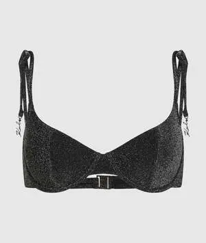 Karl Lagerfeld Signature Wired Bikini Top - Black