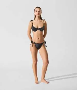Karl Lagerfeld Signature Lurex Underwire Bikini Top - Black