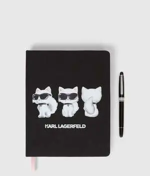 Karl Lagerfeld Ikon Choupette Notebook And Pen Set - Black