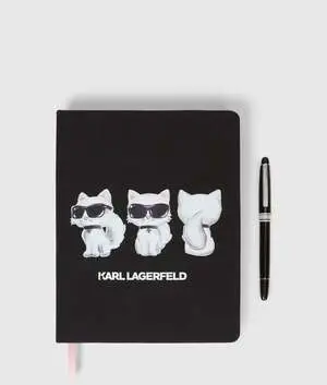 Karl Lagerfeld Ikon Choupette Notebook And Pen Set - Black