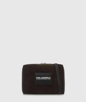 Karl Lagerfeld K/traveller Faux Suede Crossbody Bag - Fudge