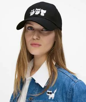 Karl Lagerfeld Ikon Choupette Baseball Cap - Black