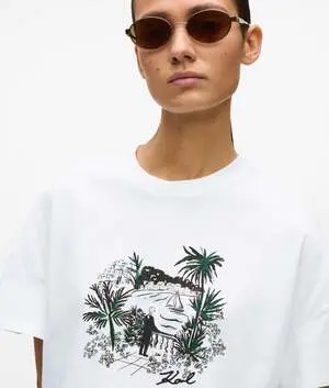 Karl Lagerfeld Villa La Vigie Graphic T-shirt In Organic Cotton