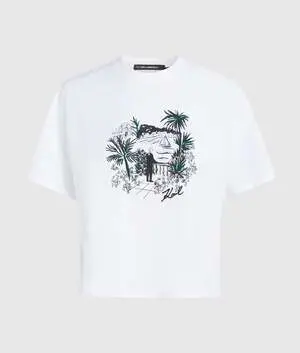 Karl Lagerfeld Villa La Vigie Graphic T-shirt In Organic Cotton