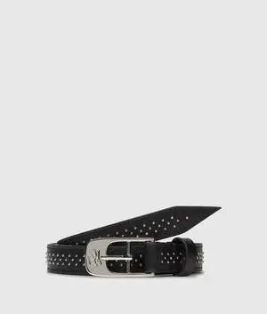 Karl Lagerfeld K/autograph Slim Studded Leather Belt
