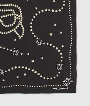 Karl Lagerfeld Ikon Pearl Print Silk Scarf