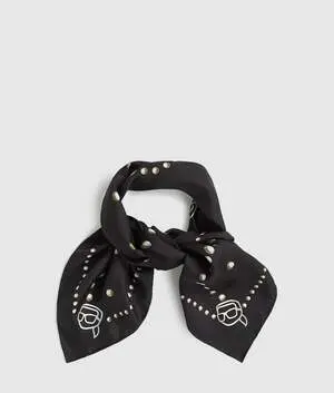 Karl Lagerfeld Ikon Pearl Print Silk Scarf - White/black