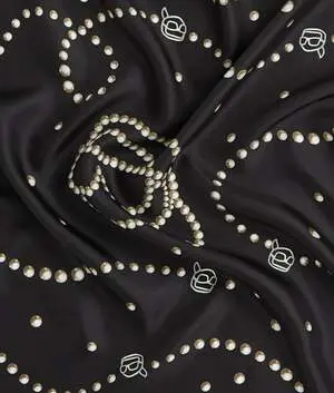 Karl Lagerfeld Ikon Pearl Print Silk Scarf