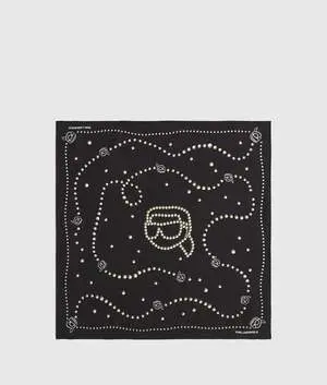 Karl Lagerfeld Ikon Pearl Print Silk Scarf