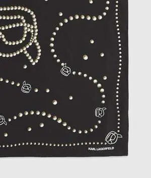 Karl Lagerfeld Ikon Pearl Print Silk Scarf