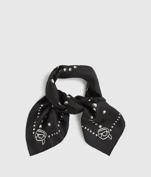 Karl Lagerfeld Ikon Pearl Print Silk Scarf - White/black