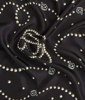Karl Lagerfeld Ikon Pearl Print Silk Scarf