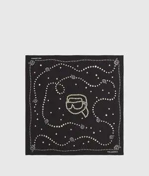 Karl Lagerfeld Ikon Pearl Print Silk Scarf
