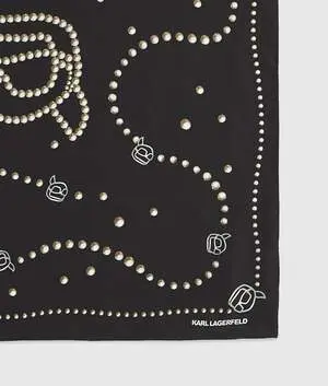 Karl Lagerfeld Ikon Pearl Print Silk Scarf