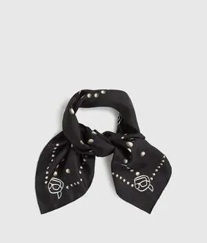 Karl Lagerfeld Ikon Pearl Print Silk Scarf - White/black