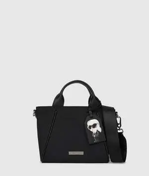 Karl Lagerfeld Ikon Nylon Small Tag Tote Bag - Black