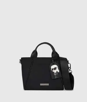 Karl Lagerfeld Ikon Nylon Small Tag Tote Bag - Black