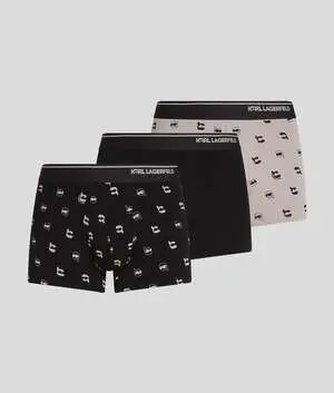 Karl Lagerfeld Ikon All-over-print Trunks – 3-pack - Karl Dot-ash Black