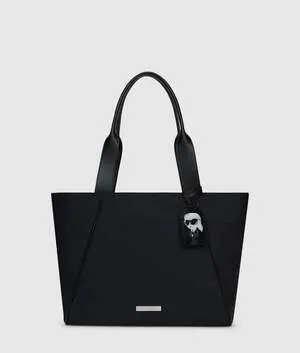 Karl Lagerfeld Ikon Nylon Large Tag Tote Bag - Black