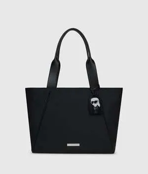 Karl Lagerfeld Ikon Nylon Large Tag Tote Bag - Black