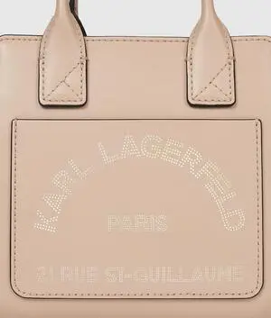 Karl Lagerfeld K/daily Mini Pocket Tote Bag In Black Leather - Pink