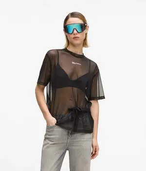 KL JEANS Jeans Mesh Tie Detail T-shirt - Black