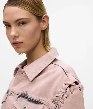 KL JEANS Jeans Lace-up Detail Cropped Denim Jacket