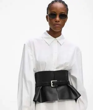 Karl Lagerfeld Leather Corset Peplum Belt