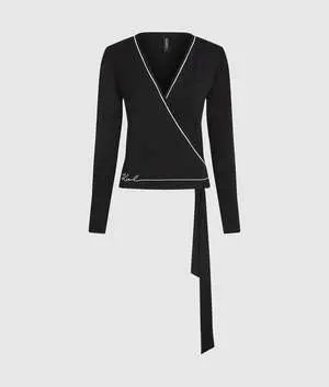Karl Lagerfeld Signature Loungewear Wrap Top