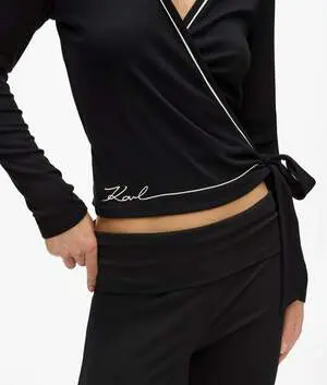 Karl Lagerfeld Signature Loungewear Wrap Top