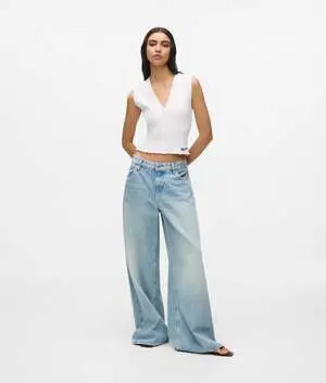 KL JEANS Karl Lagerfeld Jeans Low-Rise Wide-Leg Paneled Jeans