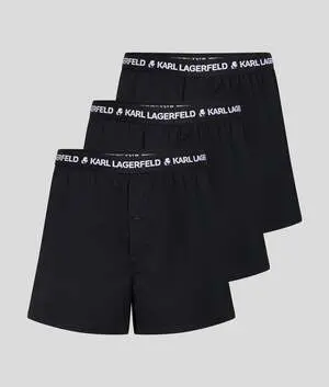 Karl Lagerfeld Logo Woven Boxer Shorts – 3 Pack - Black