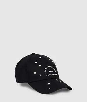 Karl Lagerfeld Rue St-guillaume Faux-pearl Cap - Black