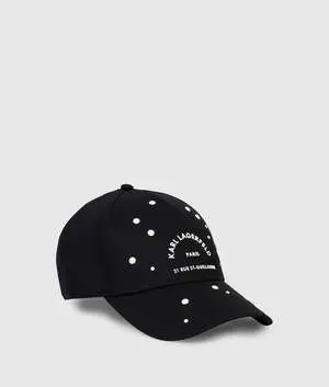 Karl Lagerfeld Rue St-guillaume Faux-pearl Cap - Black