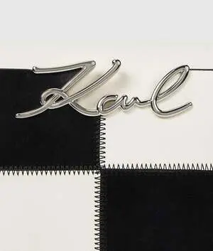 Karl Lagerfeld K/signature Checkered Top Handle Bag - Black/white Check