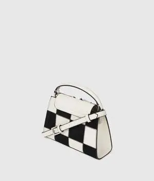 Karl Lagerfeld K/signature Checkered Top Handle Bag - Black/white Check