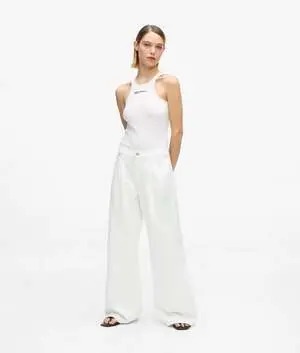 KL JEANS Jeans Pleated Low-rise Wide-leg Jeans - White Denim