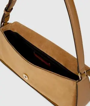 Karl Lagerfeld Suede Shoulder Bag - Caramel