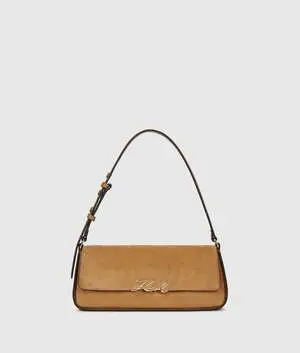 Karl Lagerfeld Karl Lagerfeld Suede Shoulder Bag Caramel