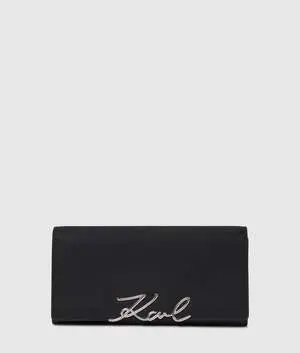 Karl Lagerfeld K/signature Continental Flap Wallet - Black-nickel