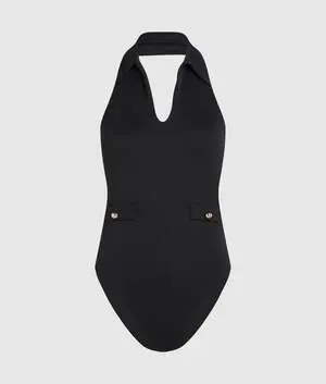Karl Lagerfeld Halterneck Swimsuit With Collar Detail