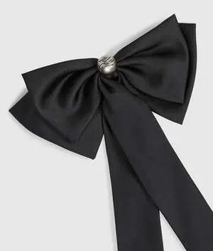 Karl Lagerfeld Oversized Bow Tie With Autograph Logo Pin